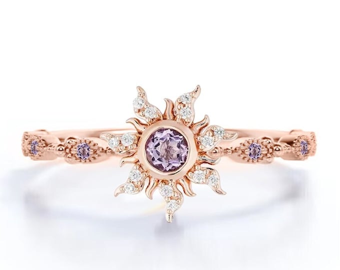 Rapunzel Wedding Ring 18k Rose Gold Rapunzel Princess Magic Sunflower ...