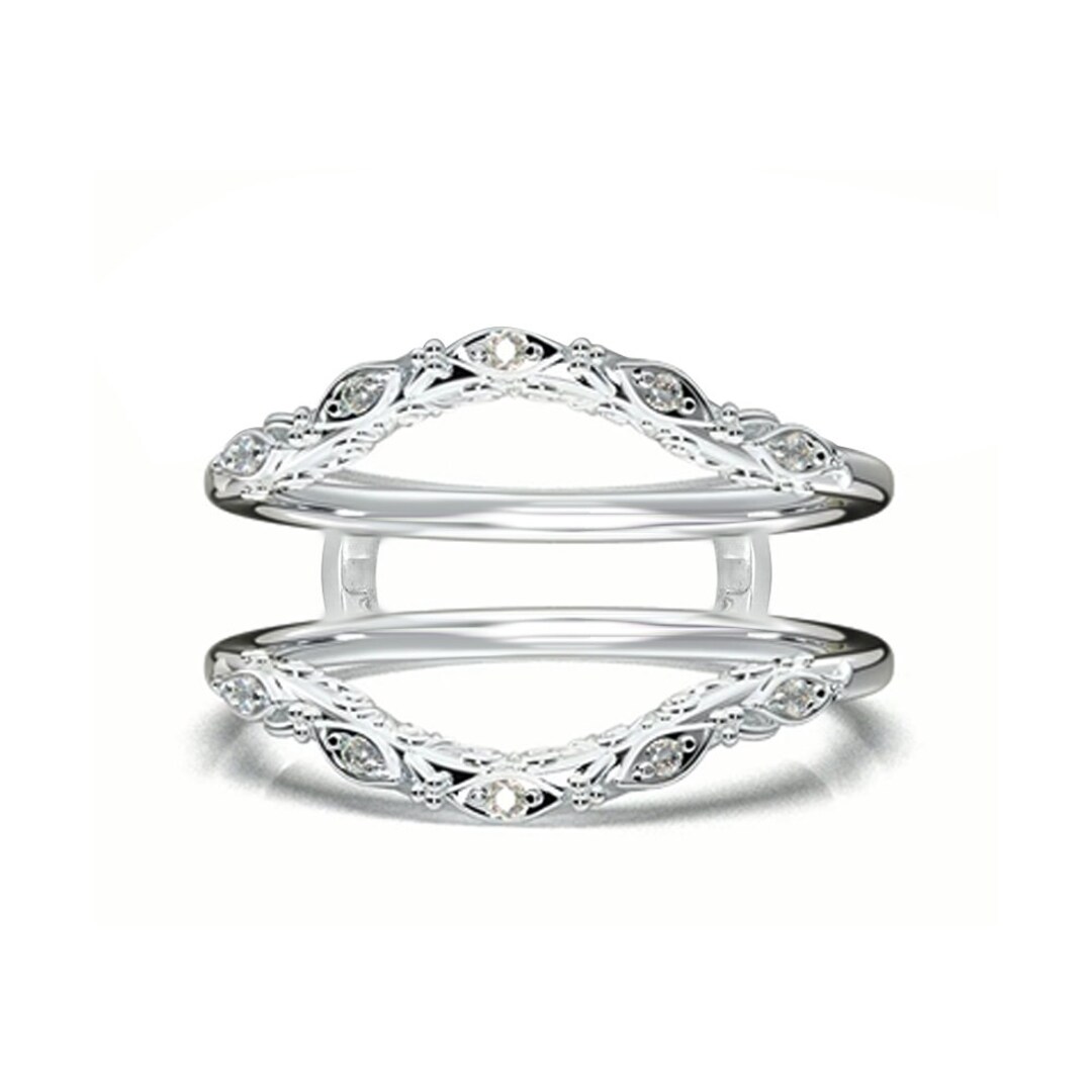 0.50 Ct Moissanite Diamond Enhancer Wrap Engagement Ring, 14k White ...