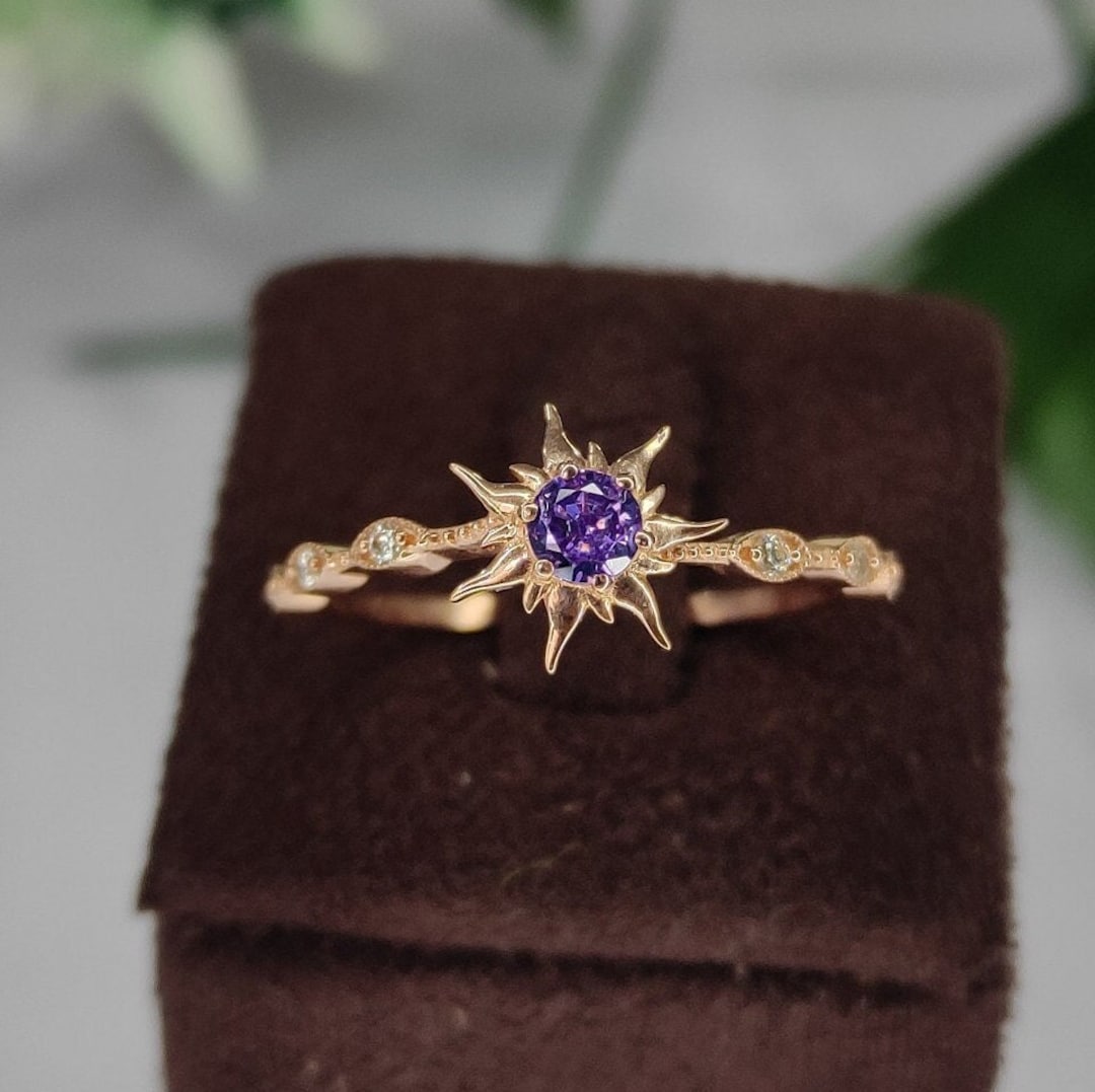 Rapunzel Wedding Ring 14k Rose Gold Amethyst Ring Rapunzel Princess ...
