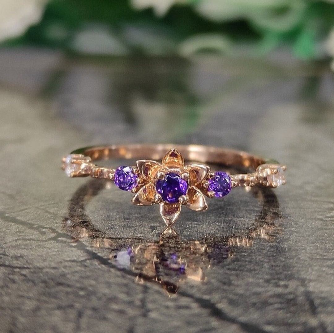 Dainty Rapunzel Wedding Ring 14k Rose Gold Finish Rapunzel Princess ...