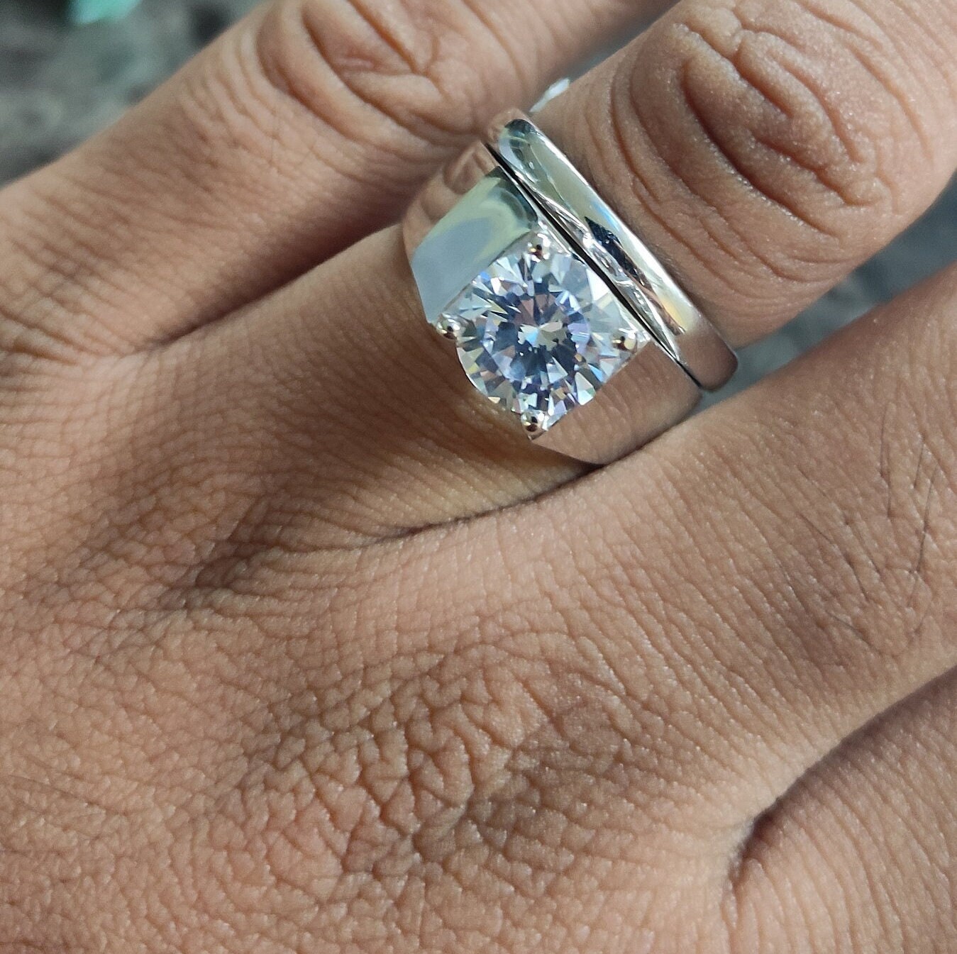 Round Cut Simulated Diamond Men's Solitaire Engagement - Etsy