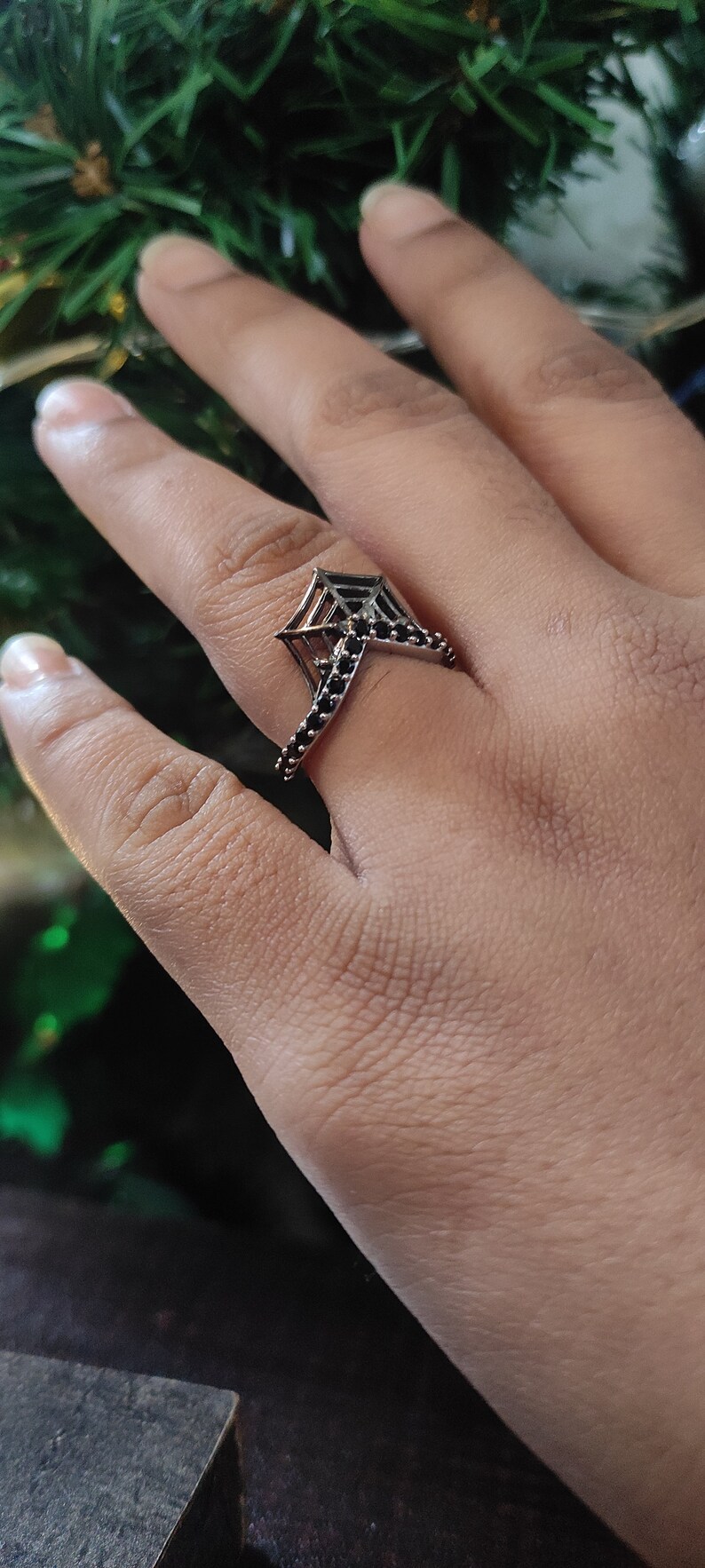 Unique Spider Black Diamond Web Ring Spider 14k White Gold - Etsy