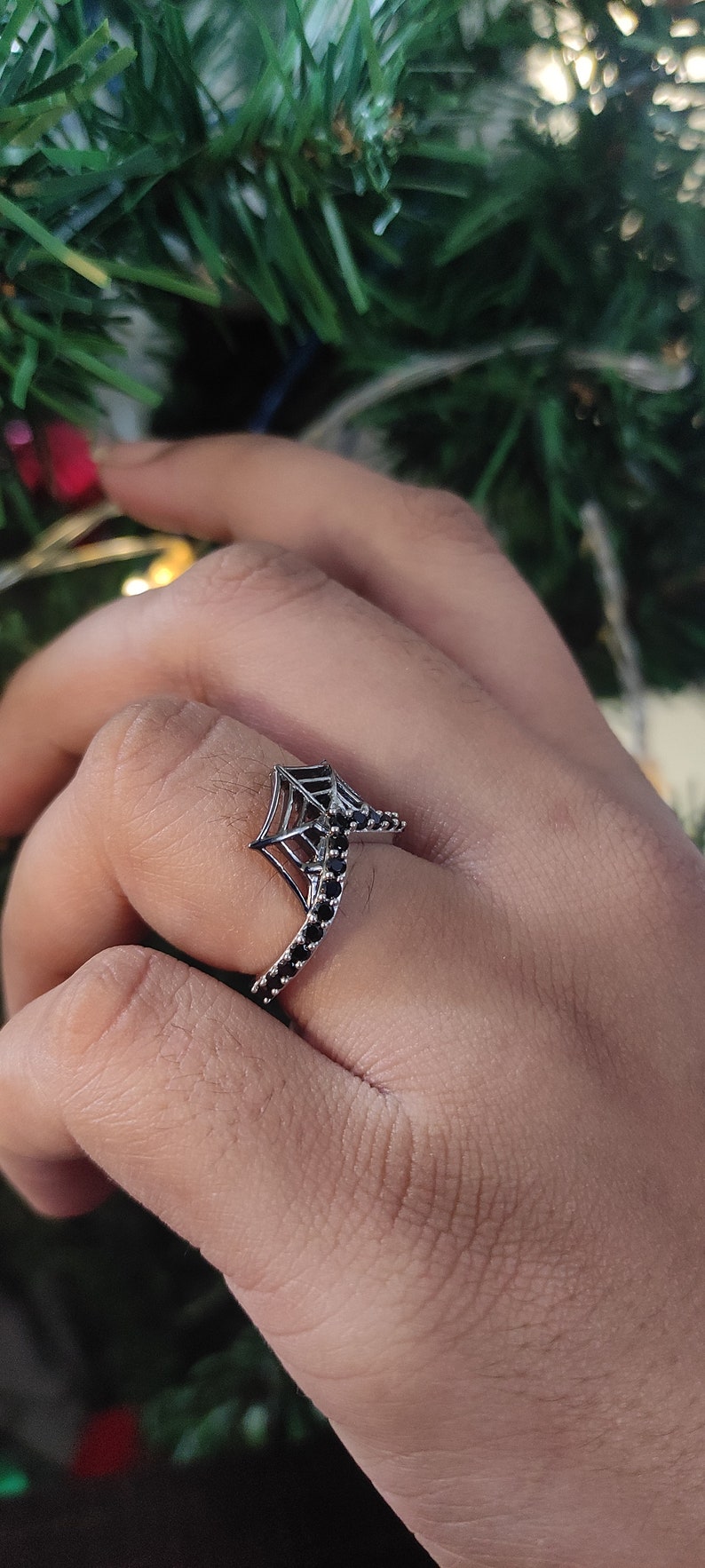 Unique Spider Black Diamond Web Ring Spider 14k White Gold - Etsy