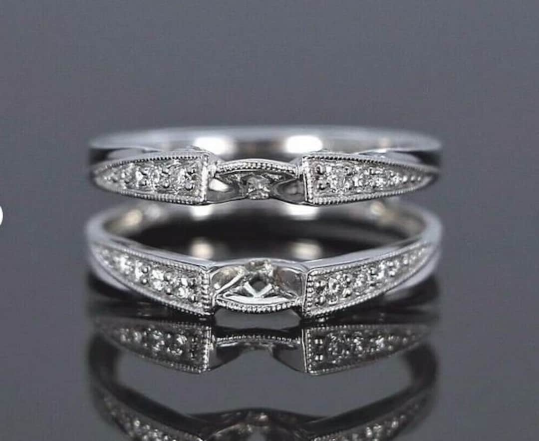 Vintage Style Women Enhancer Wedding Band Solid Sterling Silver 0.55 CT ...