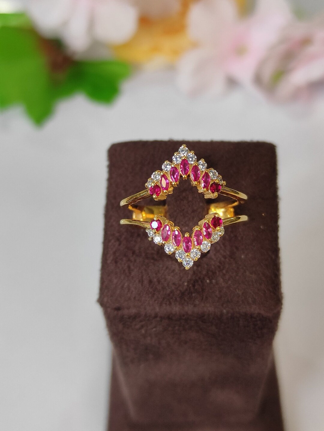 Ruby Marquise Cut Enhancer Ring Guard for Women Wedding Enhancer Wrap ...