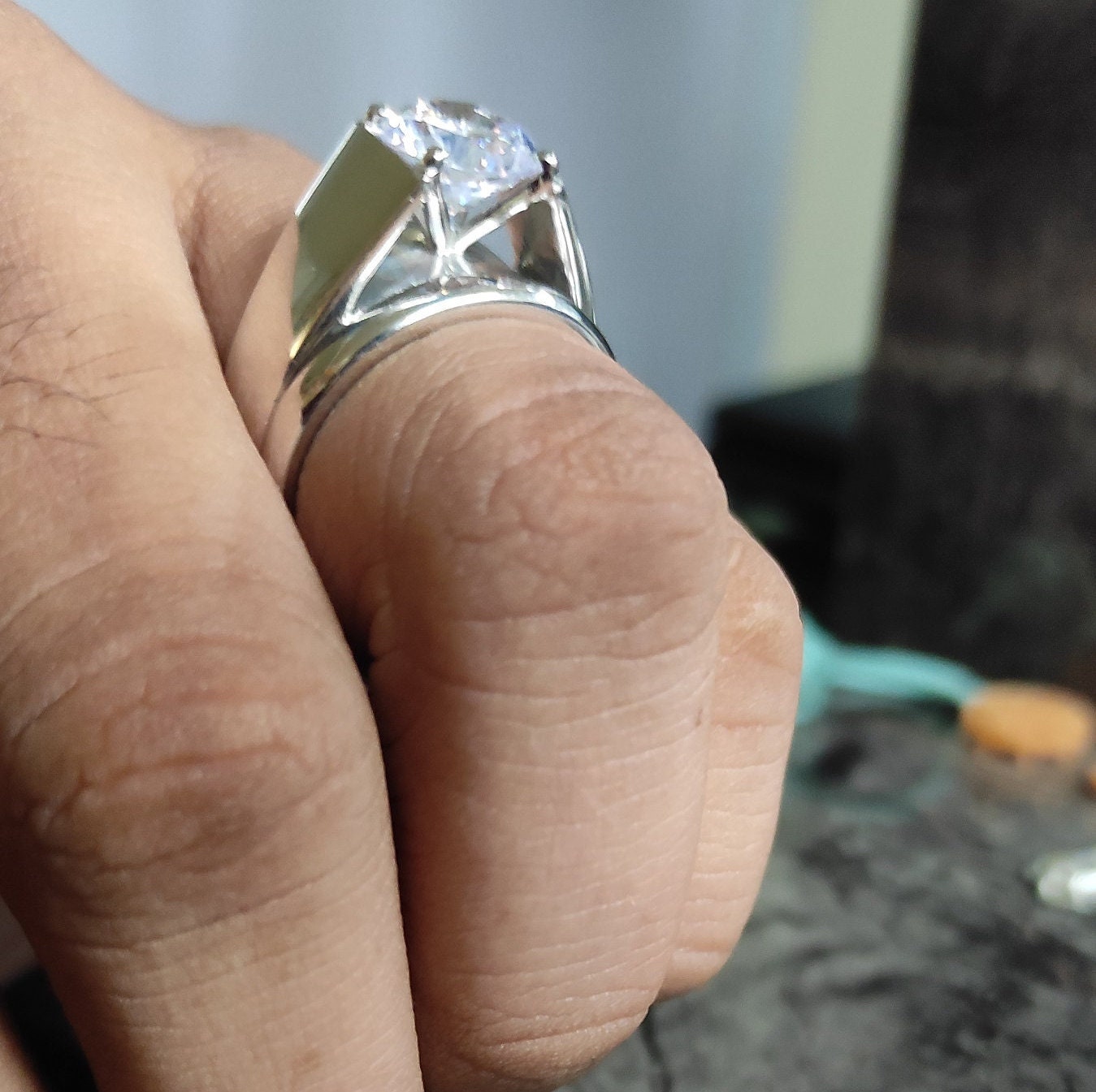 Round Cut Simulated Diamond Men's Solitaire Engagement - Etsy