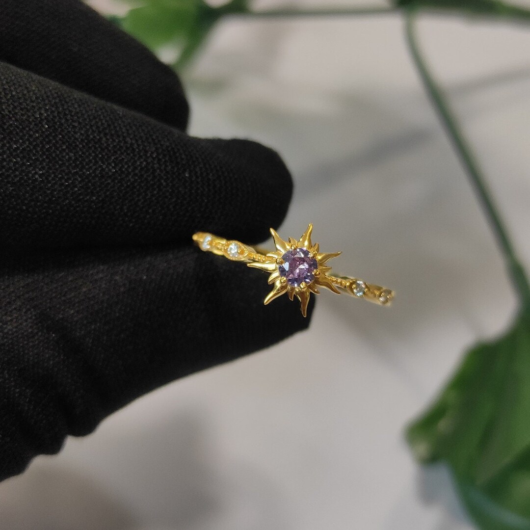 Rapunzel Wedding Ring 14k Yellow Gold Amethyst Ring Rapunzel Princess ...