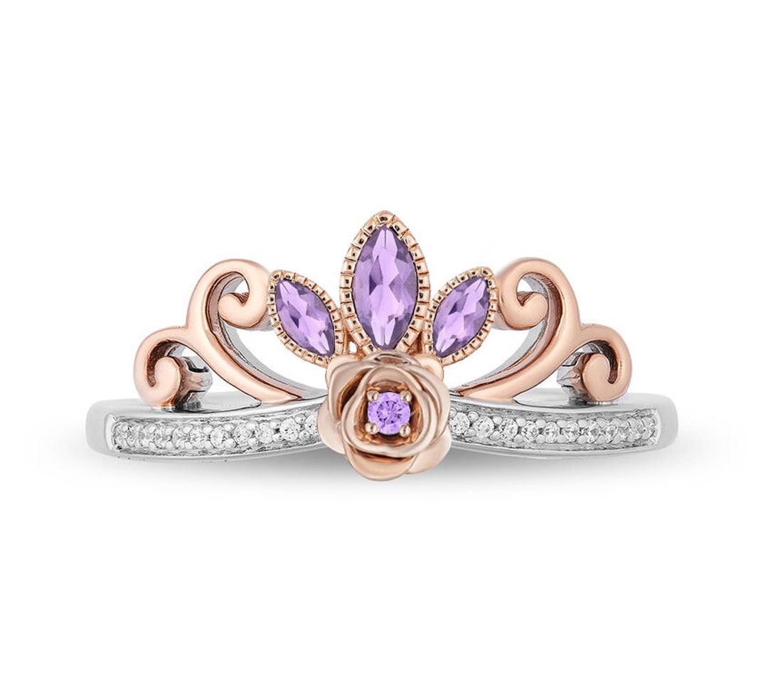 Rapunzel Princess Tiara Ring 14k Rose Gold Amethyst Ring Rapunzel ...