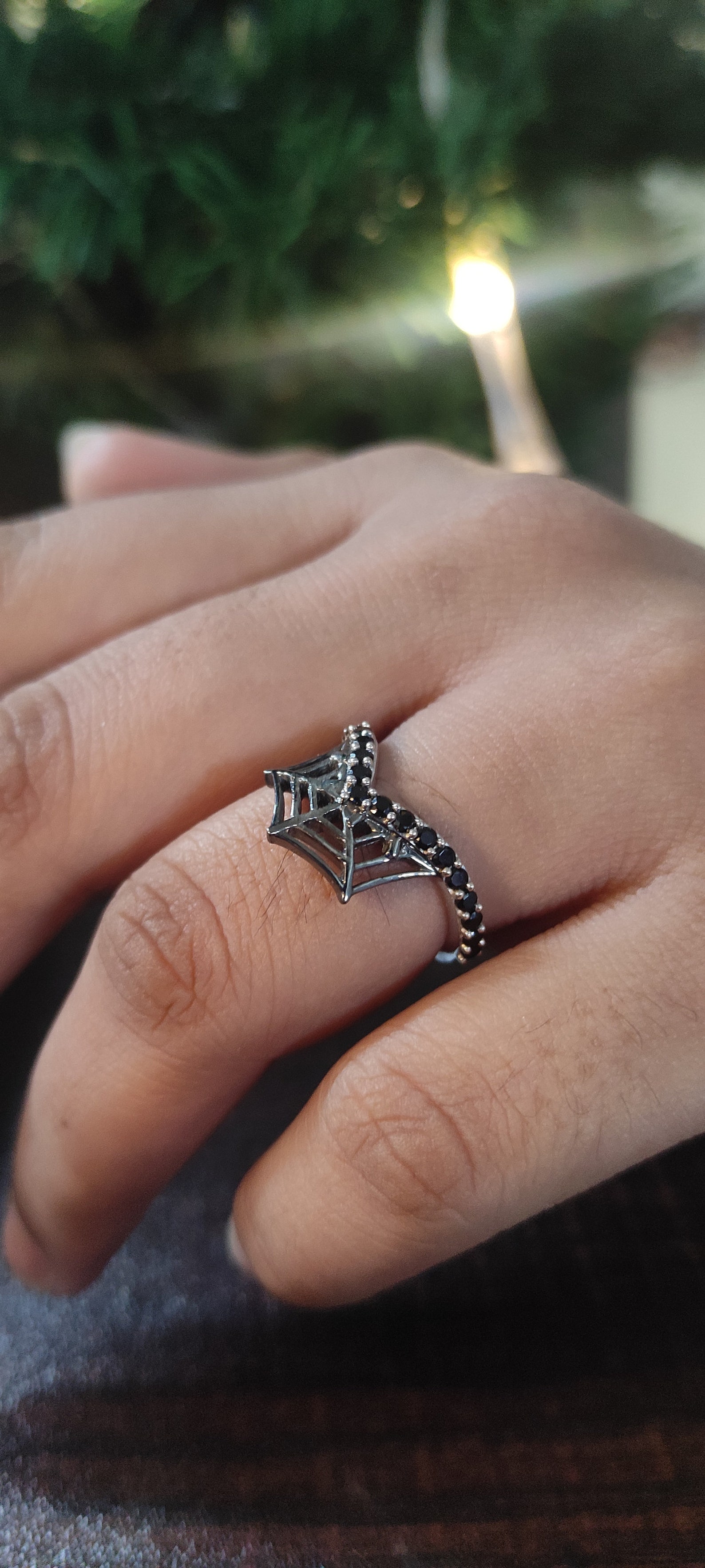 Unique Spider Black Diamond Web Ring Spider 14k White Gold - Etsy