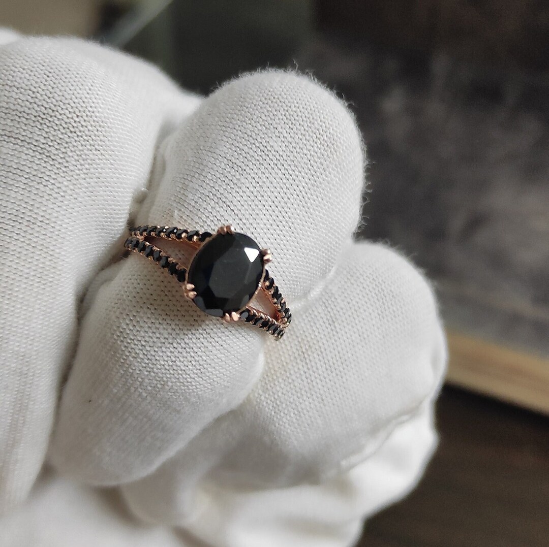 Black Diamond Engagement Ring, Black Oval Ring, Alternative Engagement ...
