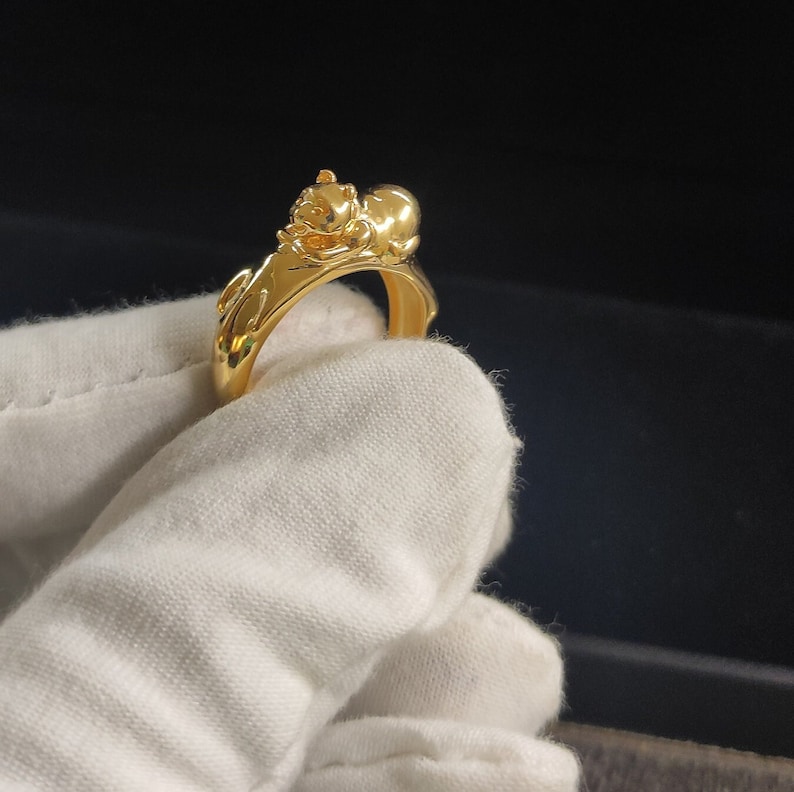 Winnie the Pooh Ring Disney Ring Cartoon Ring 14K Yellow - Etsy