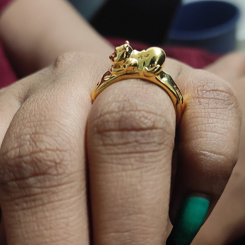 Winnie the Pooh Ring Disney Ring Cartoon Ring 14K Yellow - Etsy