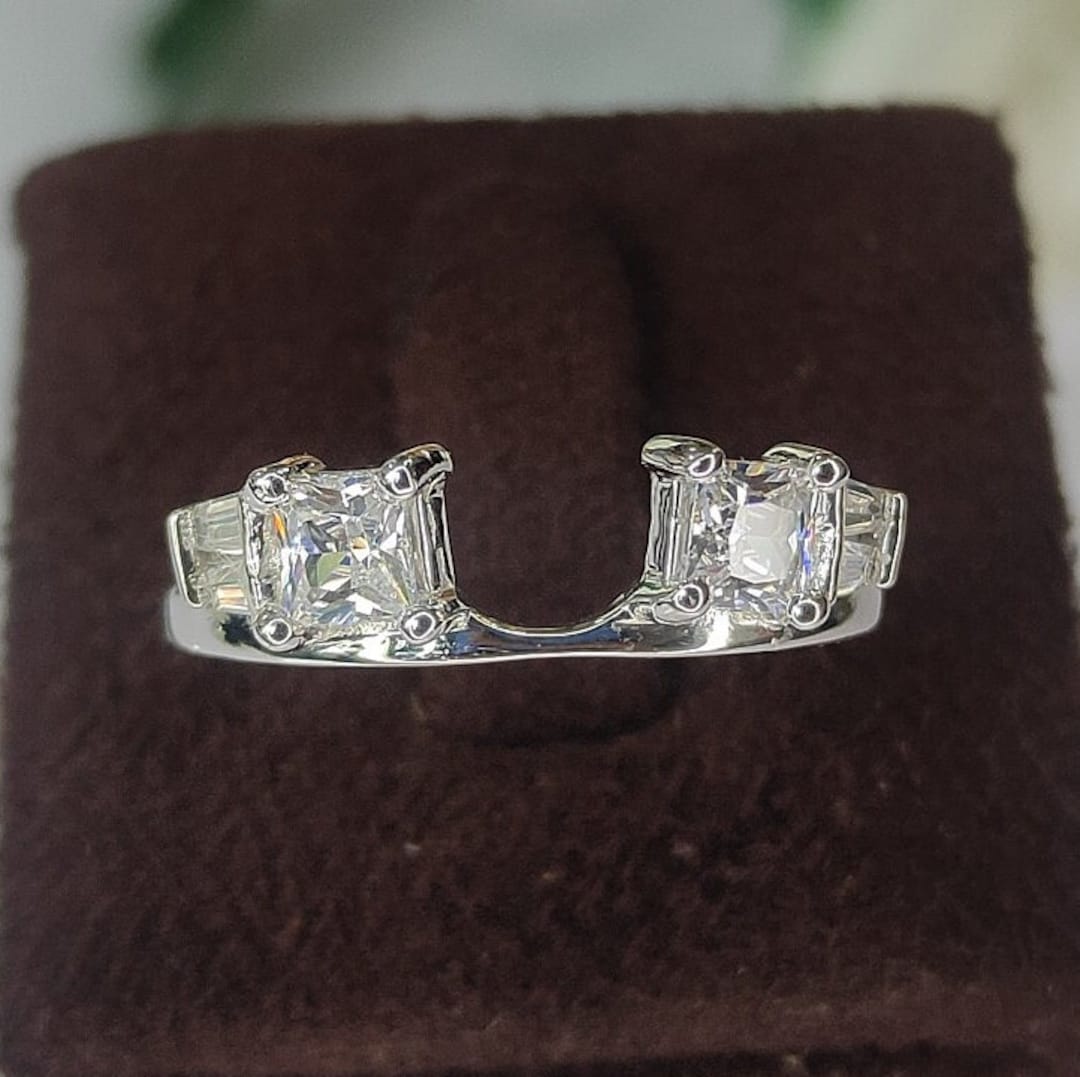 Princess Cut Ring Wrap for Engagement Ring 14k Yellow Gold Finish Ring ...