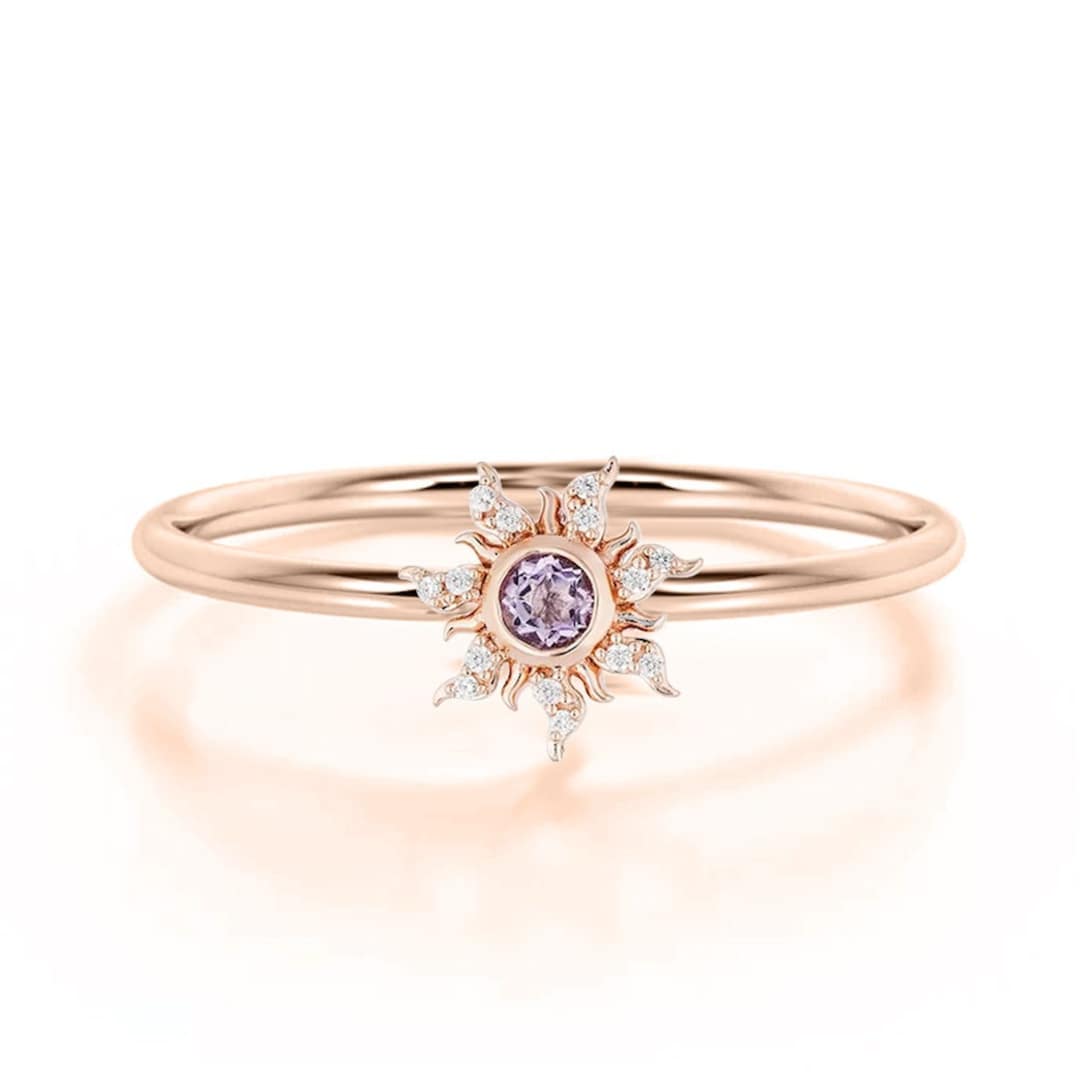 Tangled Rapunzel Engagement Ring 14k Rose Gold Over Womens Amethyst ...
