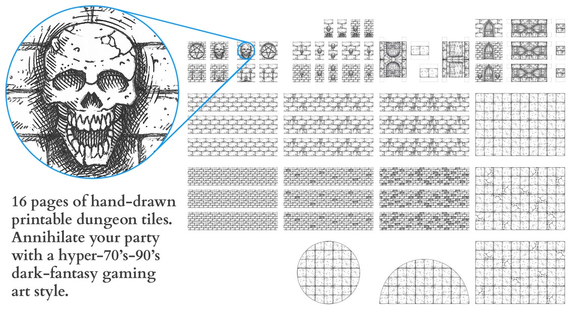 Printable Dungeon Tiles for Tabletop Gaming - Etsy