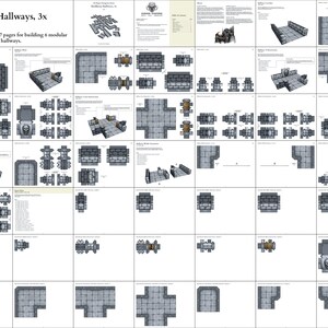 Printable Dungeon Tiles: 3-tile-wide Hallway Modules - Etsy
