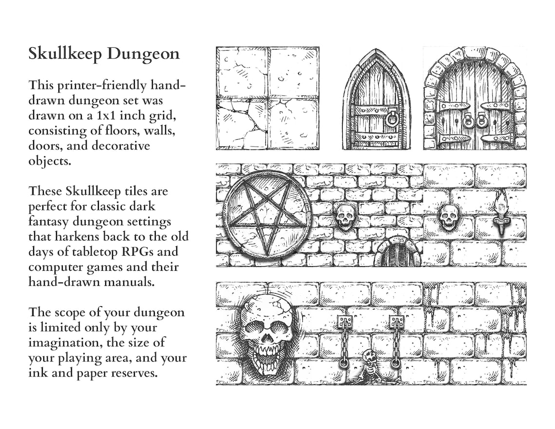 Printable Dungeon Tiles for Tabletop Gaming - Etsy