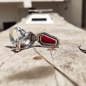 Red Glass Coffin Poison Ring, Skeleton Coffin Ring,snake Ring ...