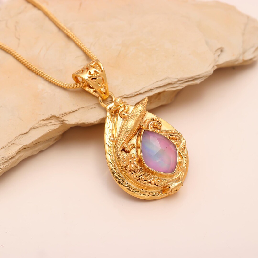 Aurora Opal Poison Pendant, Poison Locket for Necklace, 925 Sterling ...