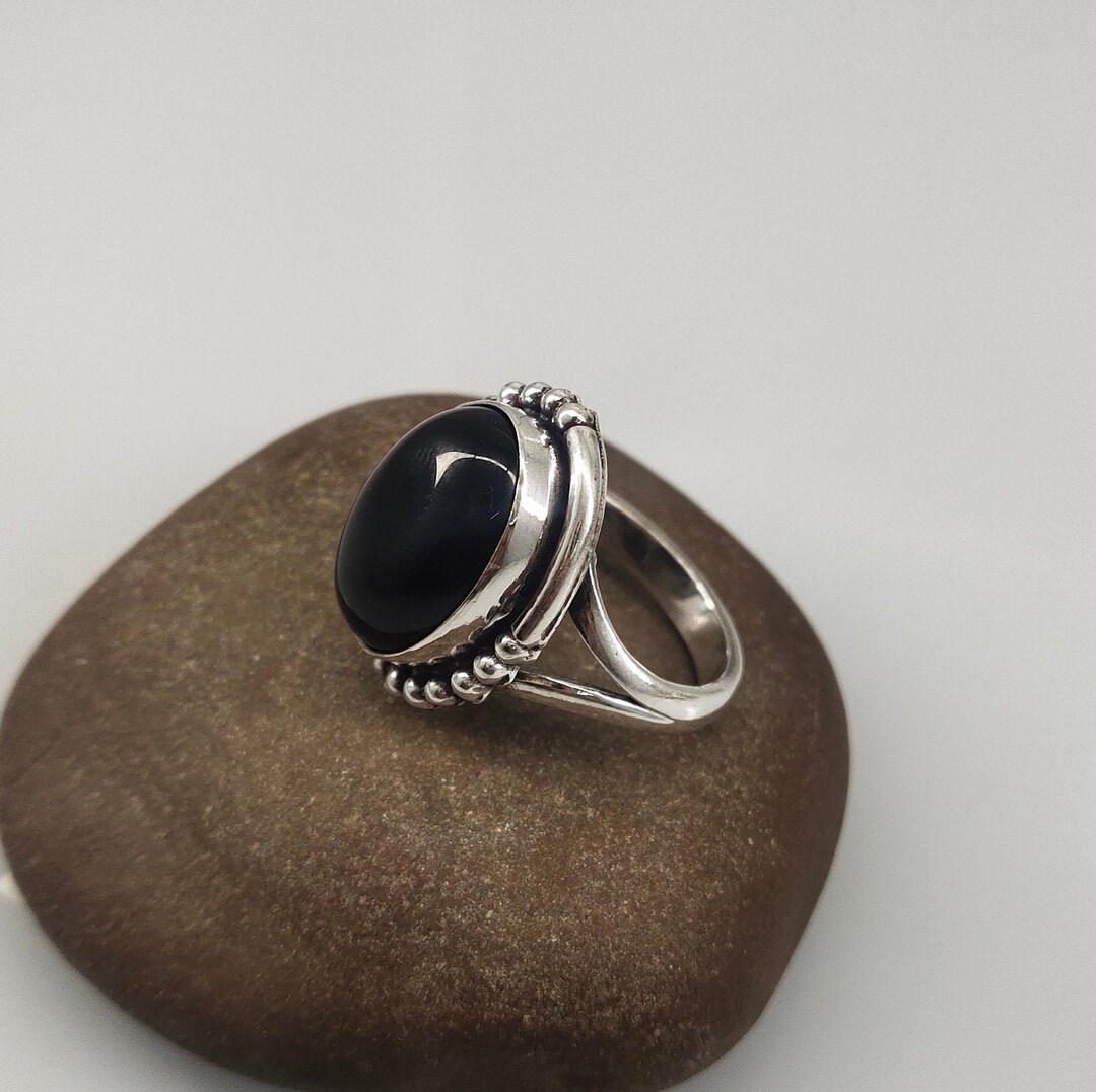 Unisex Onyx Square Ring, Genuine Black Onyx Ring, Raw Onyx Ring,natural ...