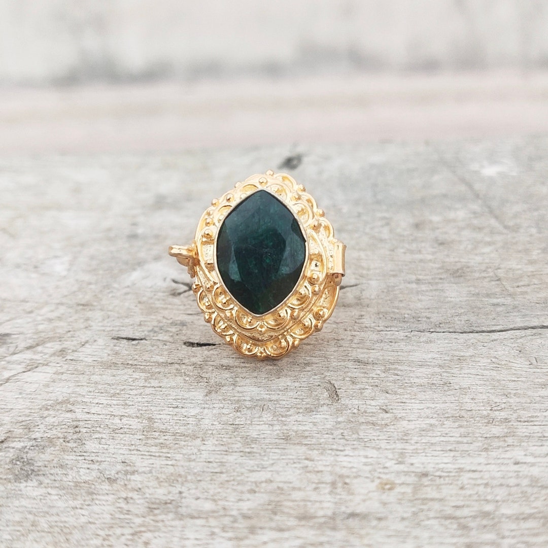 Poison Ring,emerald Poisoned Ring,locket Ring,medicine Ring,18k Gold ...