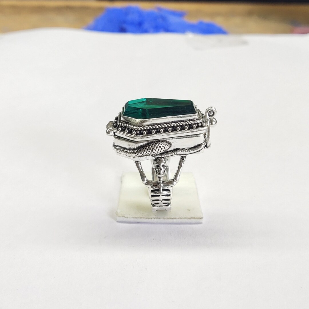 Paraiba Quartz Coffin Poison Ring, Skeleton Coffin Ring,snake Ring,ring ...
