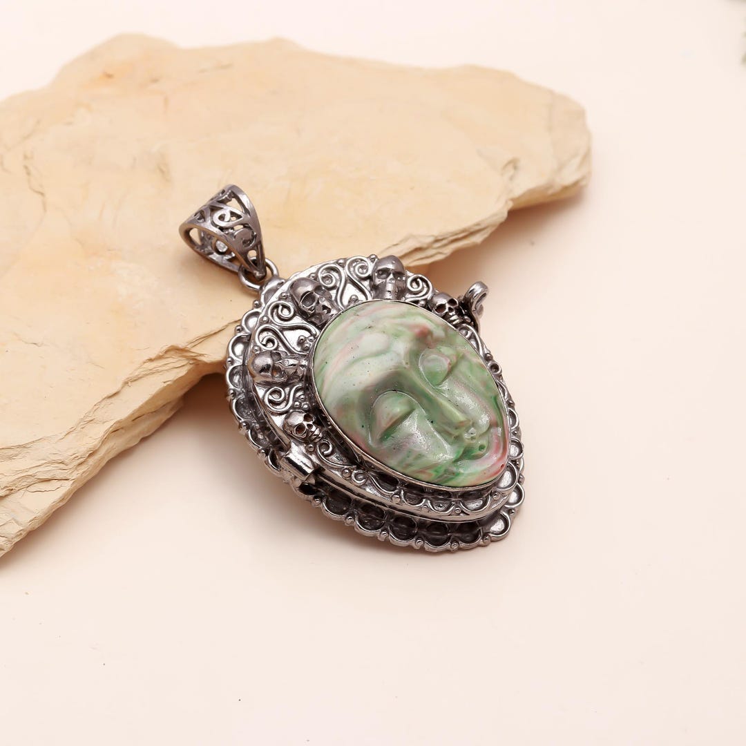 Sterling Silver Skull Face Locket Pendant: Gothic Jewelry - Etsy