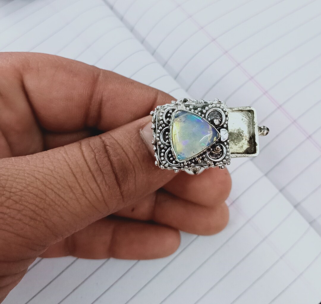 Buy Poison Ring, 925 Sterling Silver , Opal Poison Ring, Opal Box Ring ...