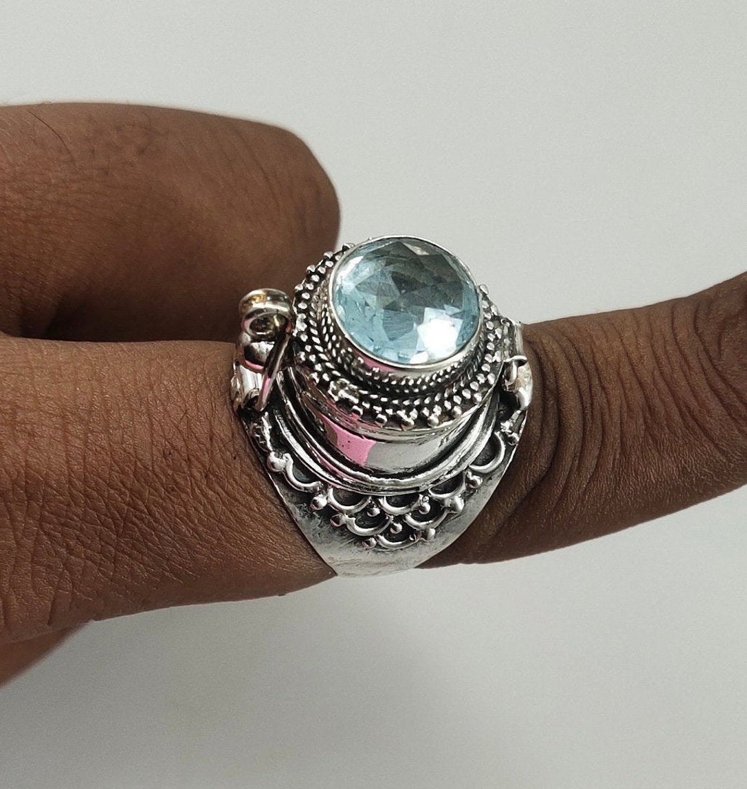 Poison Ring, 925 Sterling Silver Ring, Blue Topaz Poison Ring,poison ...