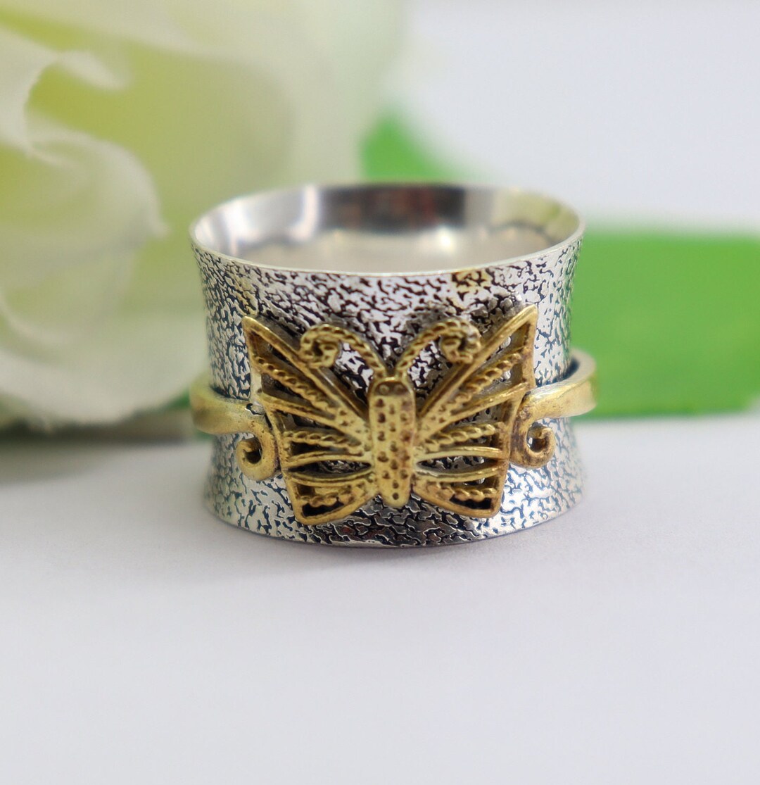 Butterfly Spinner Ring,fidget Ring Anxiety Ring for Her,spinning ...