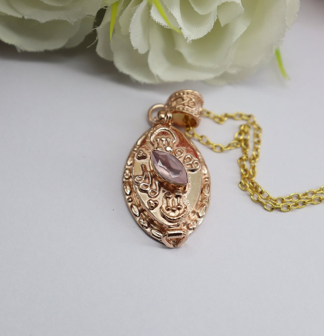 Rose Quartz Poison Pendant, Poisoner Box Pendent,925 Silver Pendant ...