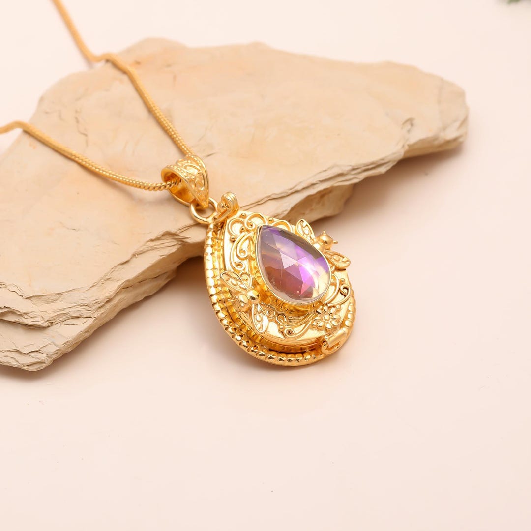 Aqua Quartz Poison Pendant, Poison Locket for Necklace, 925 Sterling ...