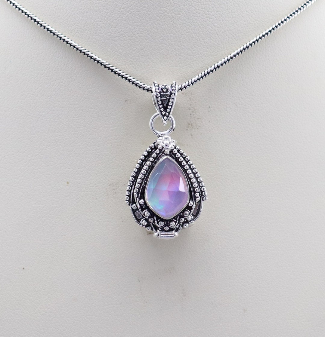 Aurora Opal Poison Pendant, Poison Locket for Necklace,925 Sterling ...