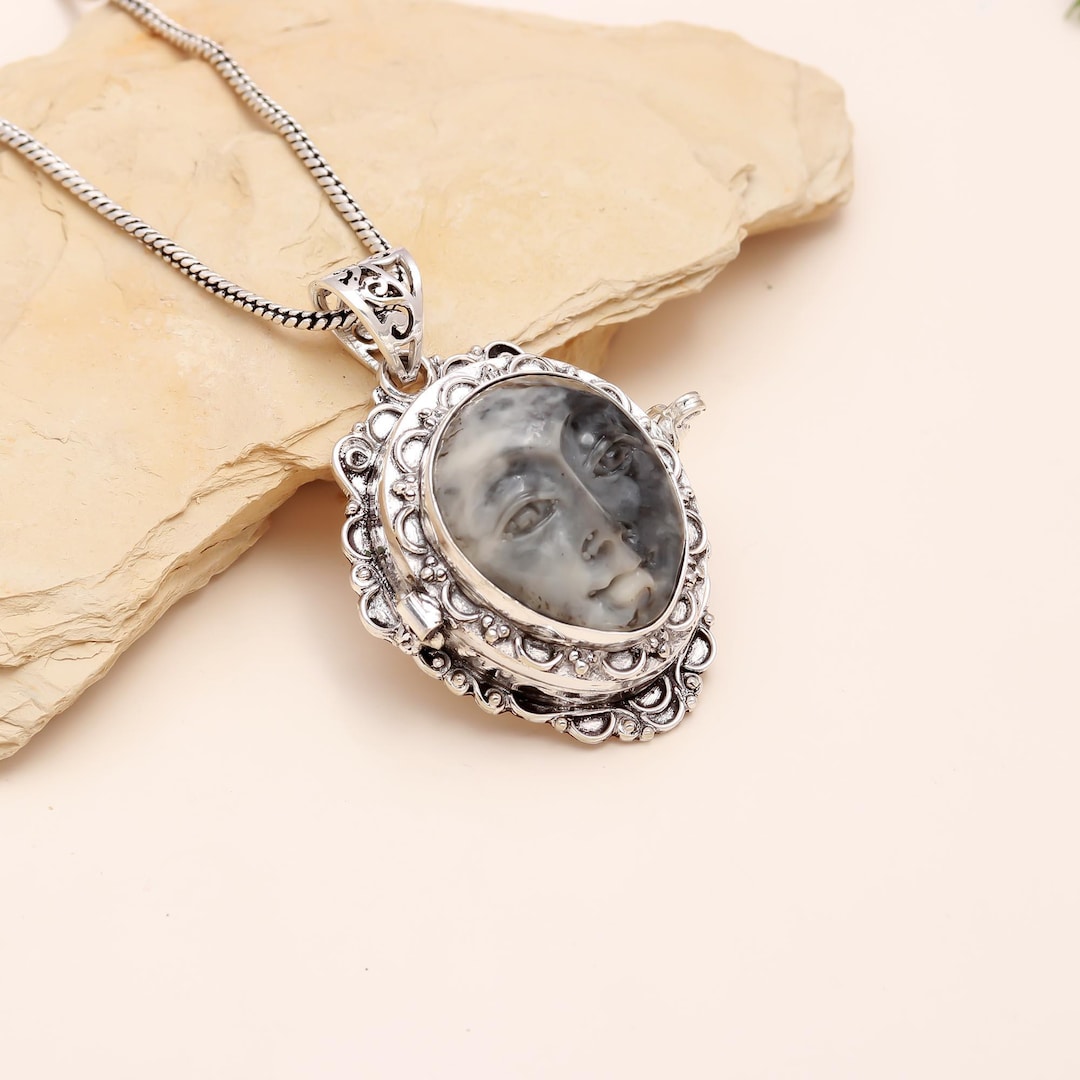 Inspired Goddess Face Pendant, Locket Necklace, 925 Sterling Silver ...