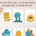 Cute Monsters Nursery Print 6-set Printable, Monsters Nursery Prints ...