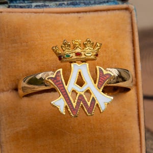 Antique Royal Gold Cypher Presentation Ring Edwardian Era Enamelled ...