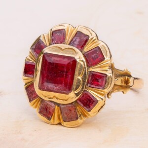 Antique Gold Cluster Foiled Rock Crystal Ring European Italian ...