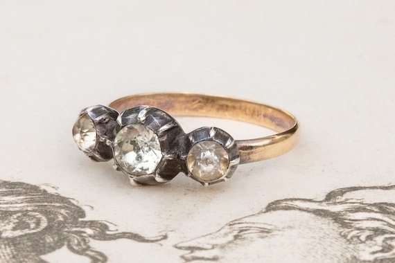 Antique Georgian Three Stone Paste Trilogy Ring 19th … - Gem