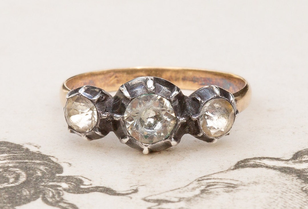 Antique Georgian Three Stone Paste Trilogy Ring 19th Century French ...