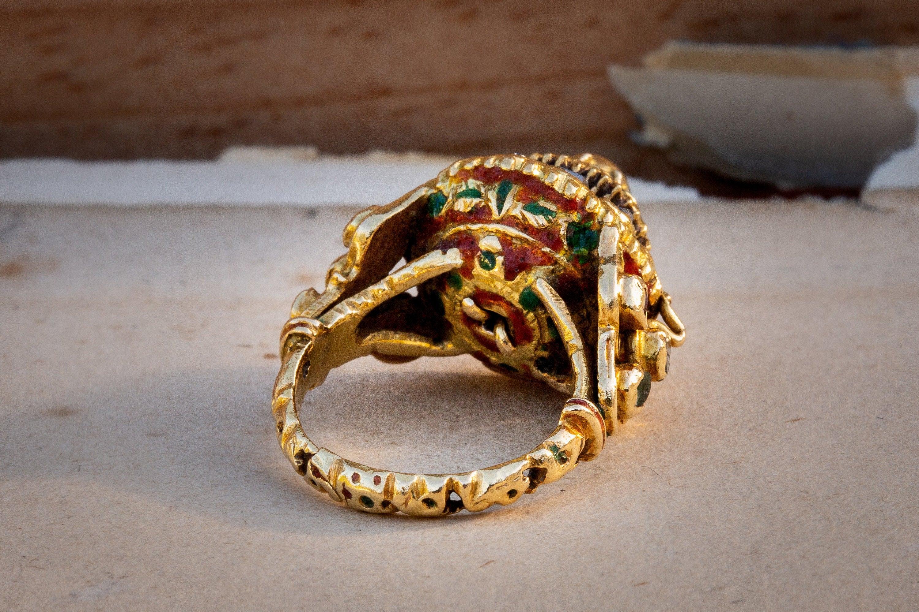 Rare Antique Gold Royal Siam Thai Ceremonial Pagoda Cluster Ring 18th ...