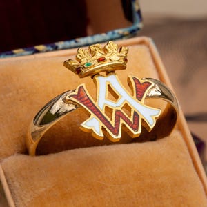 Antique Royal Gold Cypher Presentation Ring Edwardian Era Enamelled ...