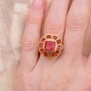 Antique Gold Cluster Foiled Rock Crystal Ring European Italian ...