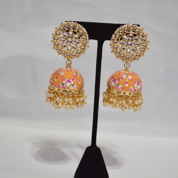 Vergoldetes kundan Jhumka Etsy