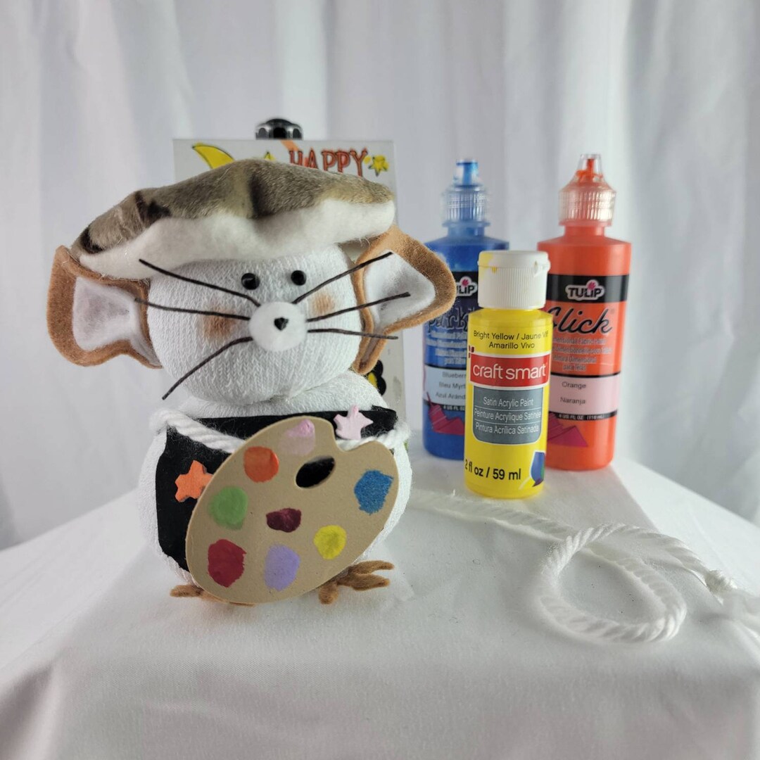Painter Sock Mouse, Artist Sock Mouse, Sock Mouse, Artist Gifts ...