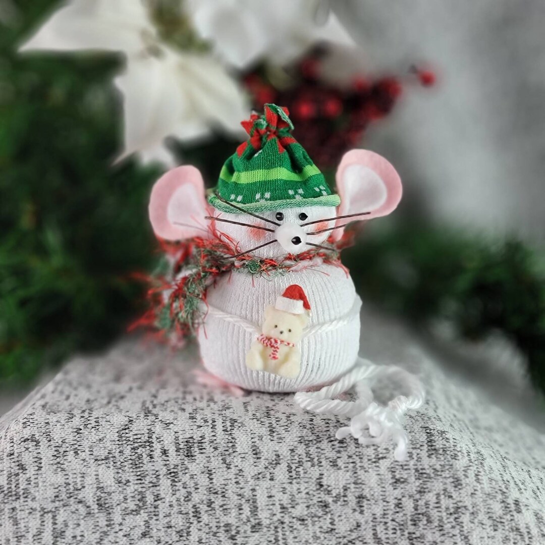 Christmas Sock Mouse, Holiday Sock Mouse, Christmas Decoration ...