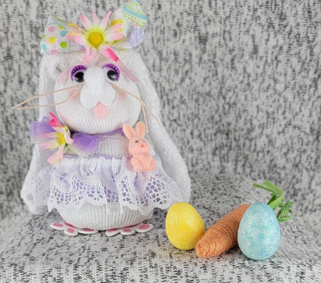 Handmade Sock Bunny: Spring Holiday Decor With Lace Skirt - Etsy