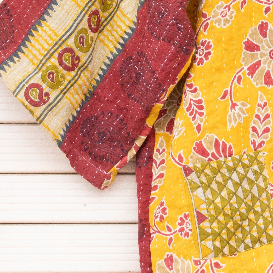 Buy Fine Stitches Vintage Kantha Jacket, Kimono Style Vintage Kantha ...
