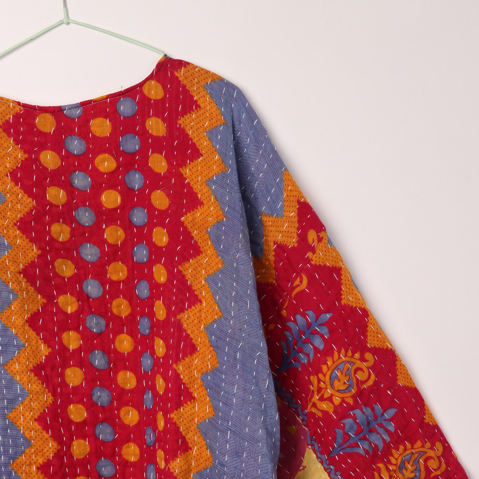 Indian Floral Vintage Kantha Kimono Beachwear Boho Dress for Women 100% ...