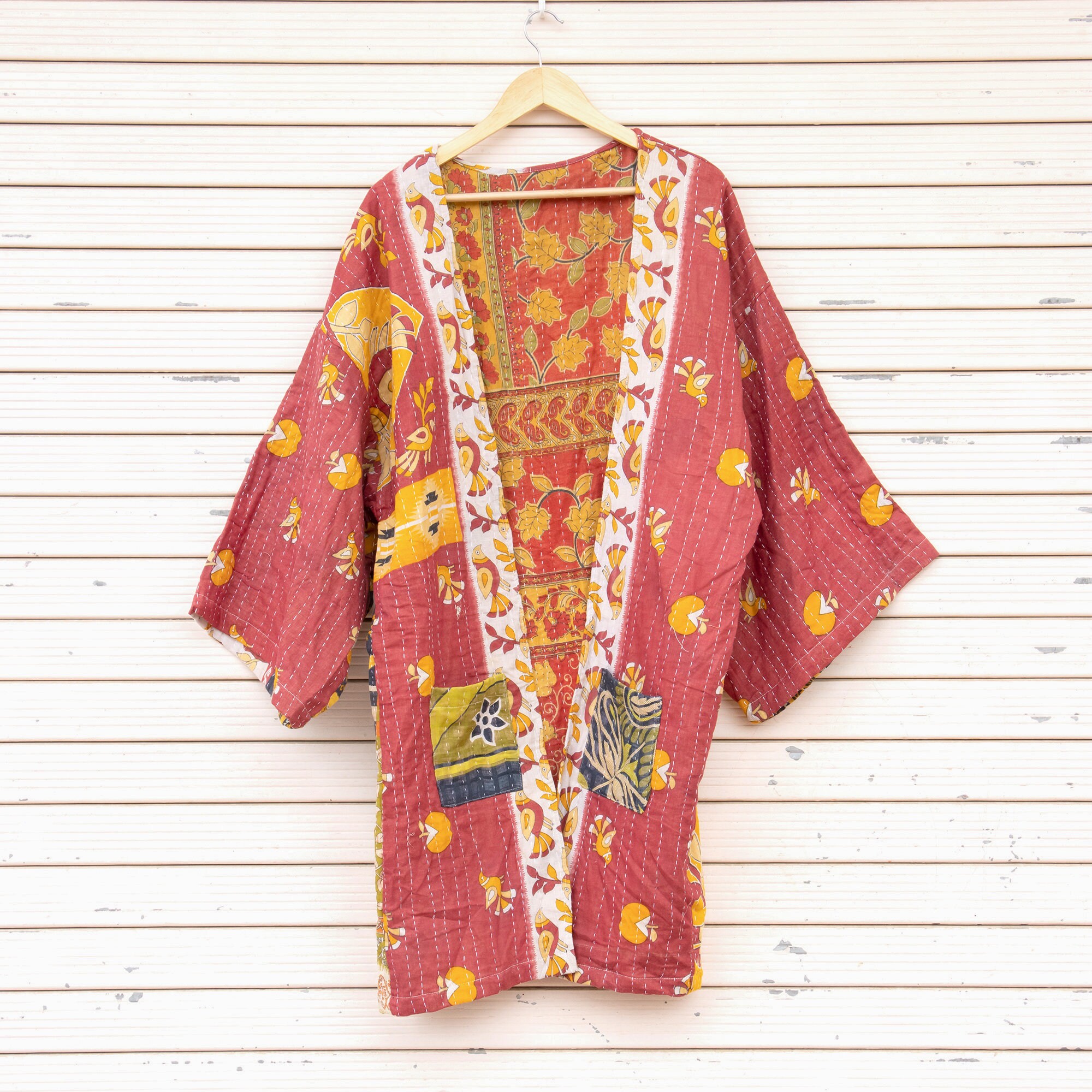 Traditional Handmade Indian Boho Kantha Jacket Multi Patchwork Vintage ...