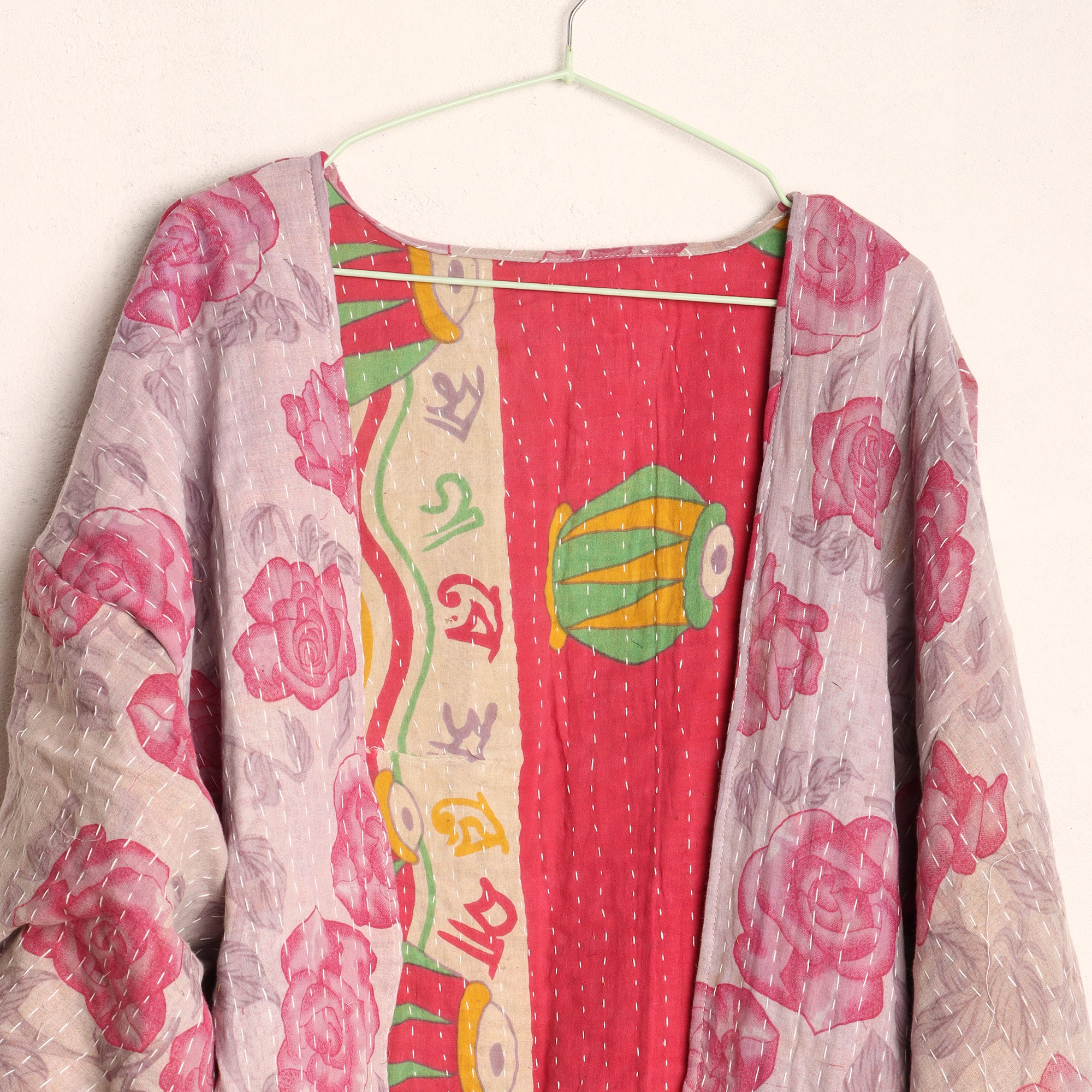 Indian Patchwork Vintage Kantha Women Jacket Hand Quilted Light Weight ...